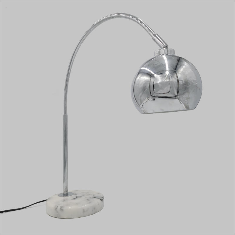 Chrome Arc Table Lamp with Marble Base - Antique Furniture Glasgow