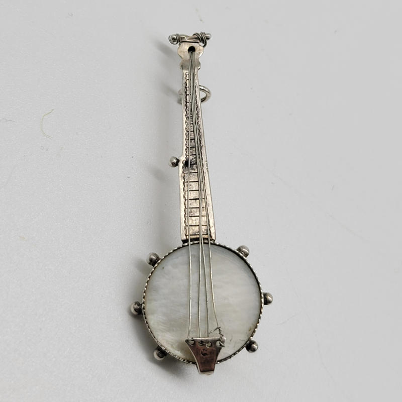 Antique Silver and Mother of Pearl Banjo Brooch SOLD - Antique ...